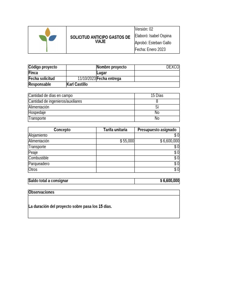 Formato GDV V2-012023 | PDF