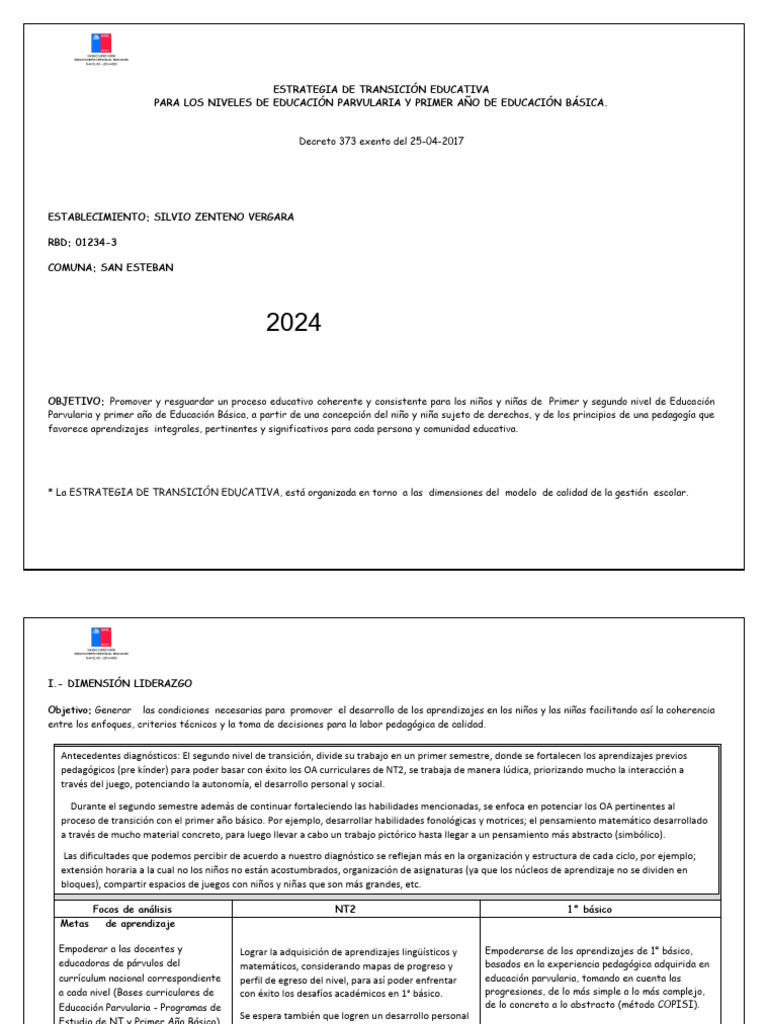 Estrategia de Transición Educativa Actualizada | PDF | Educación de la ...
