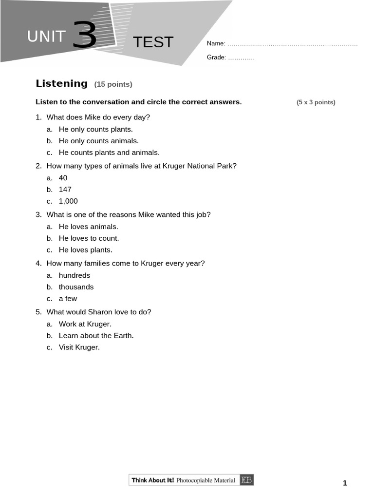Unit 3 Test Overview and Activities | PDF