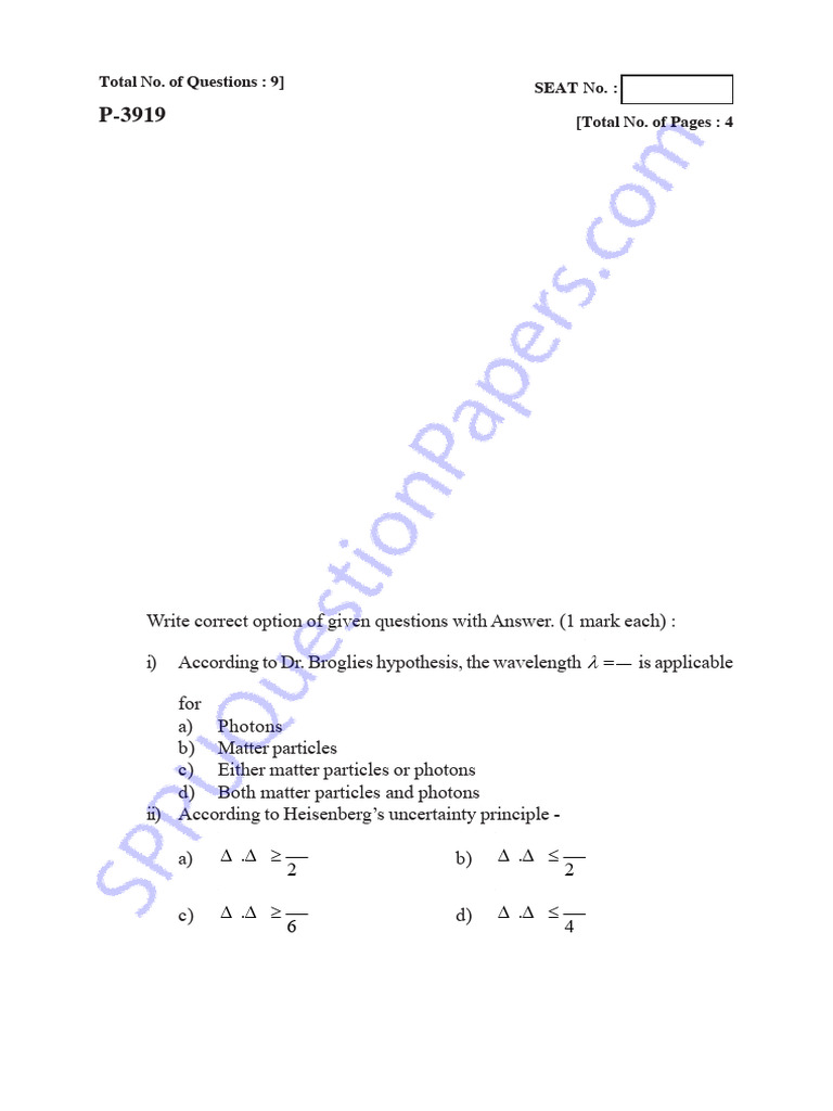 Be First Year Fe Engineering Semester 2 2023 May Engineering Physics Pattern 2019 (1) | PDF ...