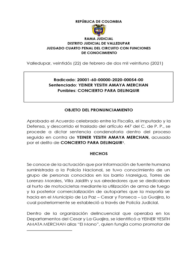 Yeiner Yesith Amaya Beltran | PDF | Castigos | Prisión