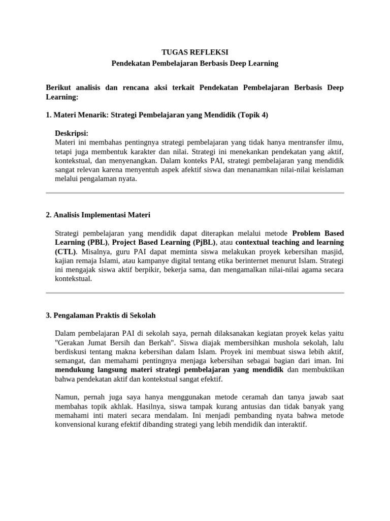 Tugas Refleksi Modul Pedagogik (Pai - Pedagogik) - Syafi'udin | PDF