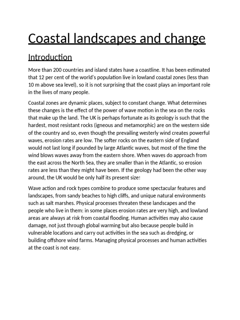 Coastal Landscapes and Change | PDF | Coast | Littoral Zone