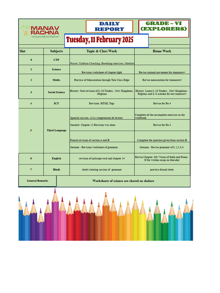 VI EXPLORERS Daily Report Formate - XLSX - Tuesday | PDF