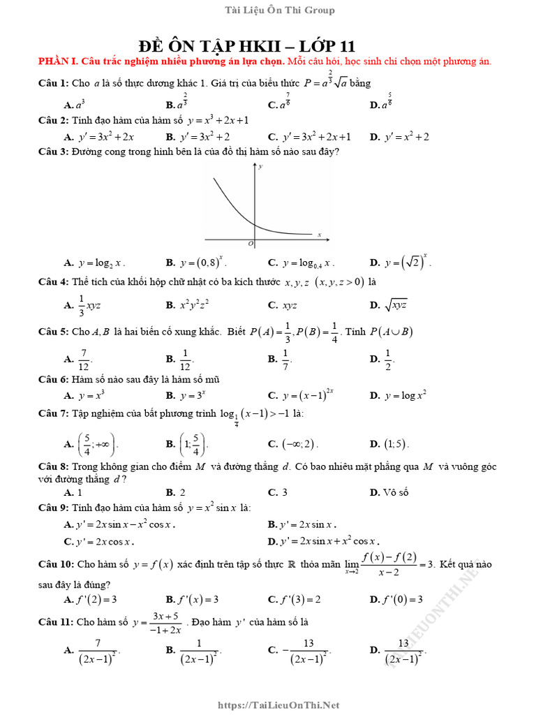 Đề ôn tập HKII B3- Lớp 11 | PDF