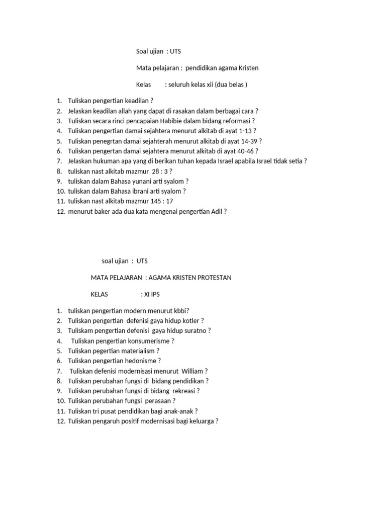 Soal Ujian Uts 2025 | PDF