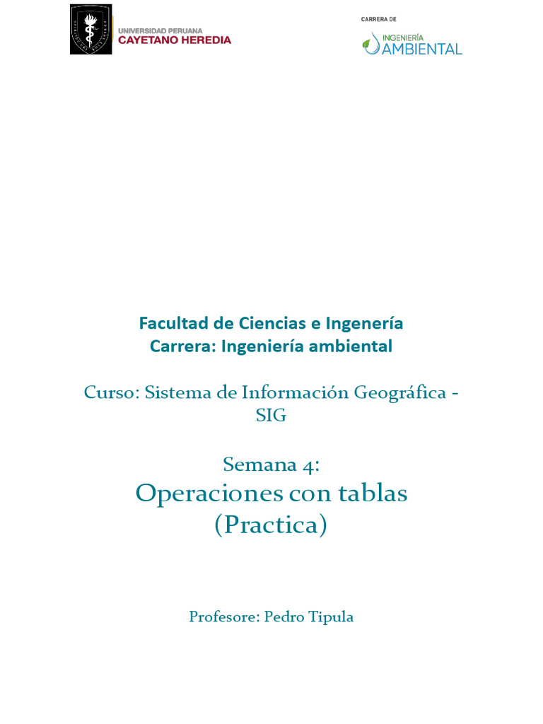 SEMANA 4 Practica Operaciones Con Tablas ArcGIS Pro | PDF | Sistema de información geográfica ...