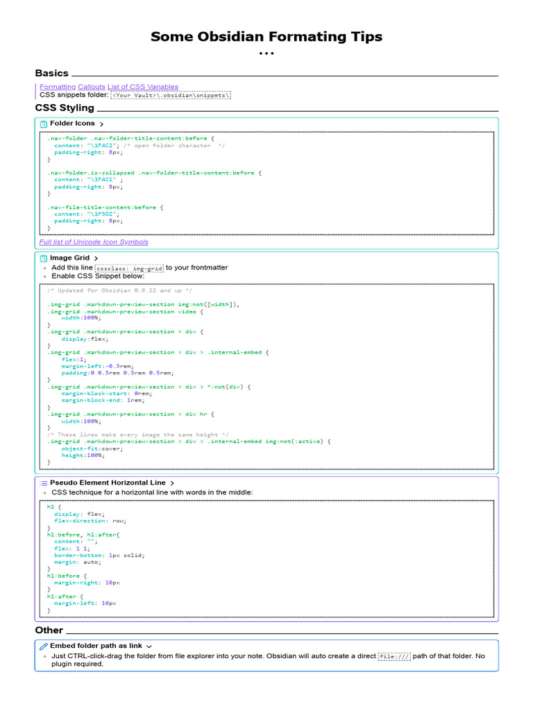 Obsidian Formatting Tips & Tricks | PDF