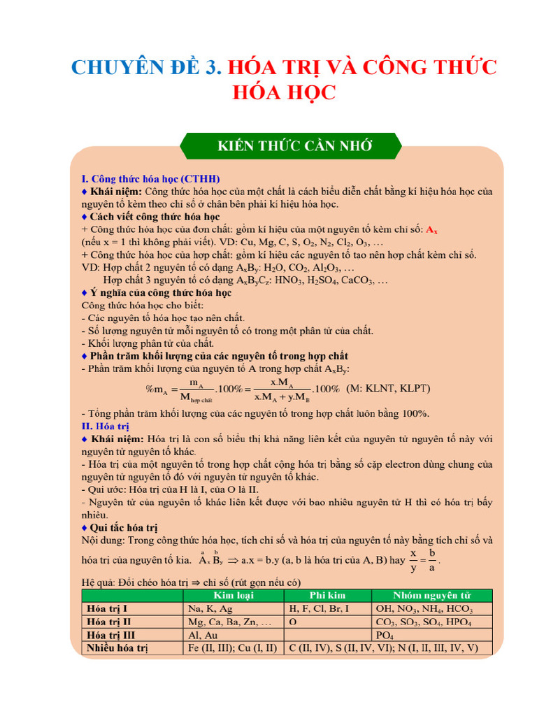 Chuyen de 3 Hoa Tri Va Cong Thuc Hoa Hoc File Hs 1600 PDF.gdrive.vip | PDF
