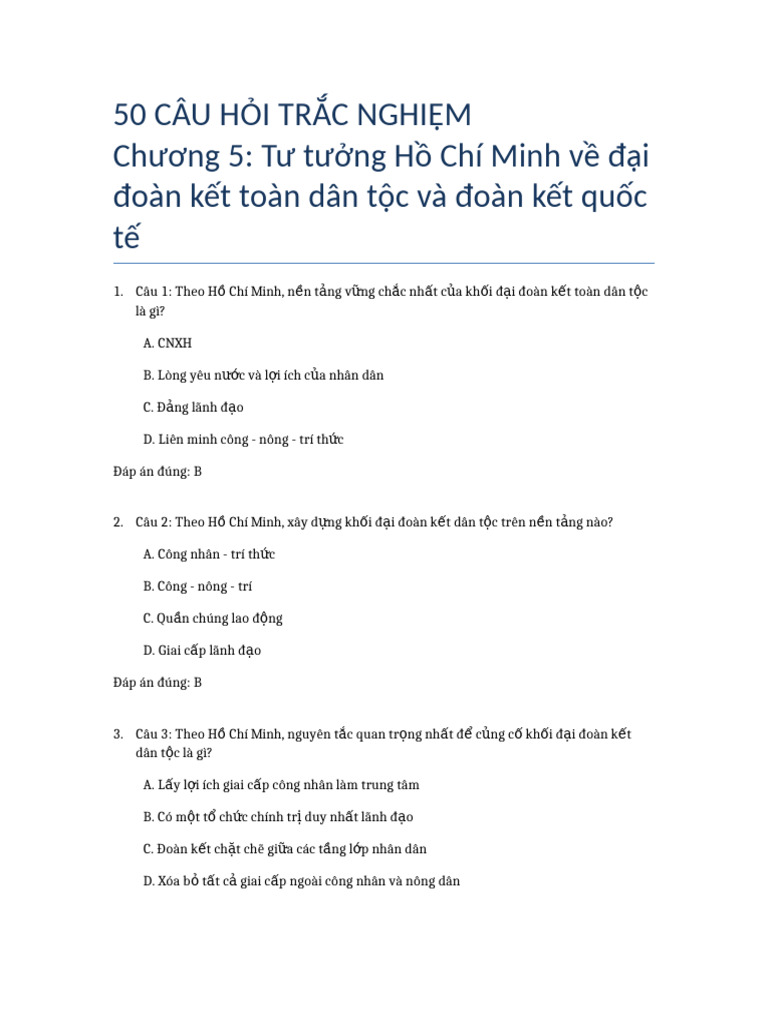 CauHoi_TTHCM_Chuong5 | PDF