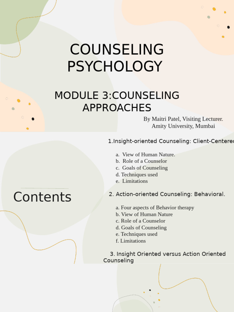 Counseling Approaches in Psychology | PDF | Psychotherapy | Behaviour ...
