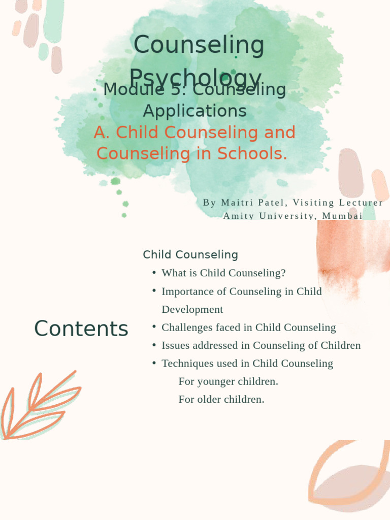 Child Counseling in Schools Overview | PDF | Psychotherapy | School ...