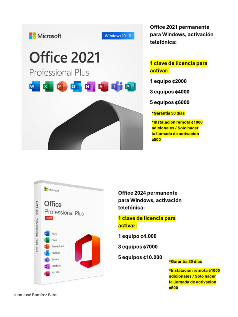 Precios y Activación de Software 2021-2024 | PDF | Microsoft Office ...