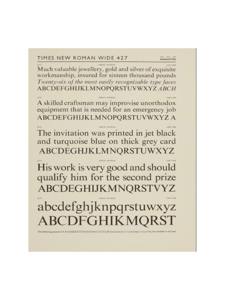 Especimen Times New Roman Monotype | PDF