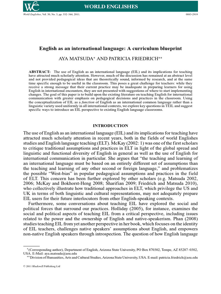 World Englishes - 2011 - MATSUDA - English As An International Language ...