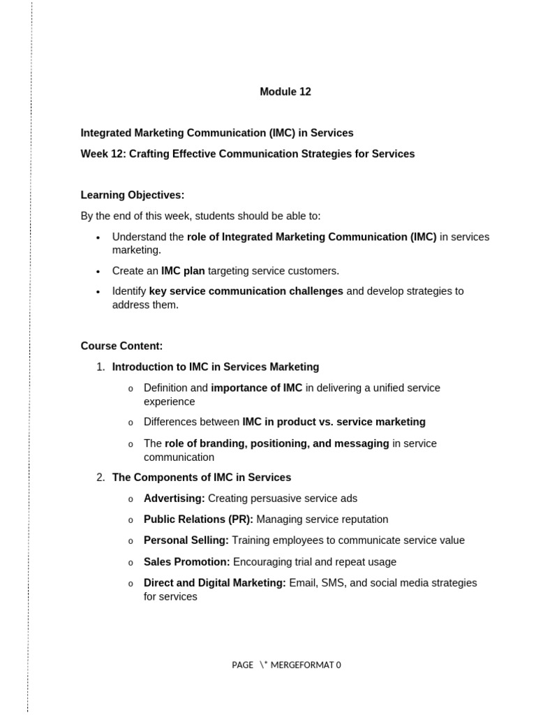 Module 12 - SERVICES MARKETING LEARNING | PDF | Marketing ...