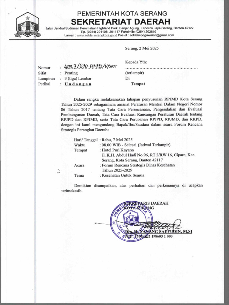 Surat Undangan Forum Renstra - 20160101 - 000600 - 037466 | PDF