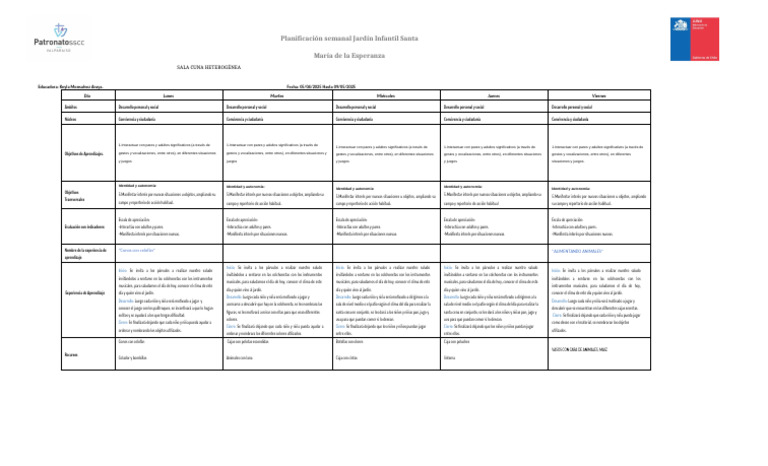 Planificacion Mayo | PDF | Educación de la primera infancia | Aprendizaje