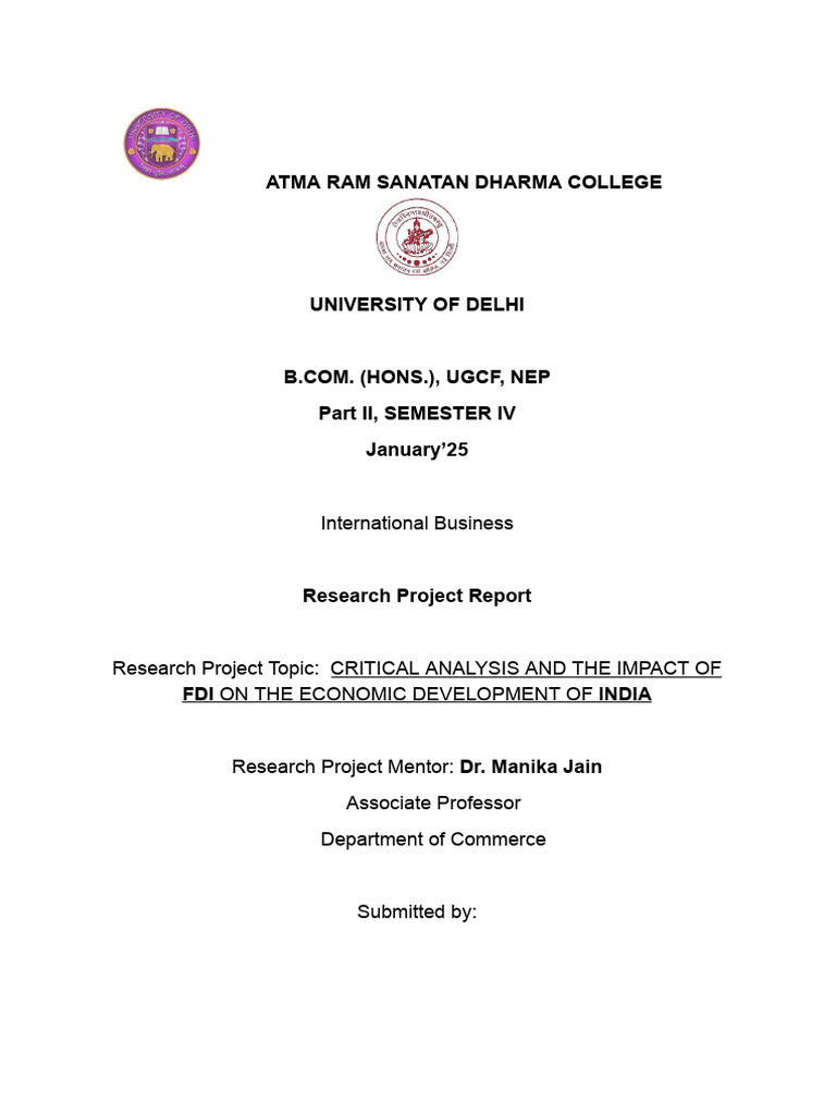International Business Project | PDF | Foreign Direct Investment ...