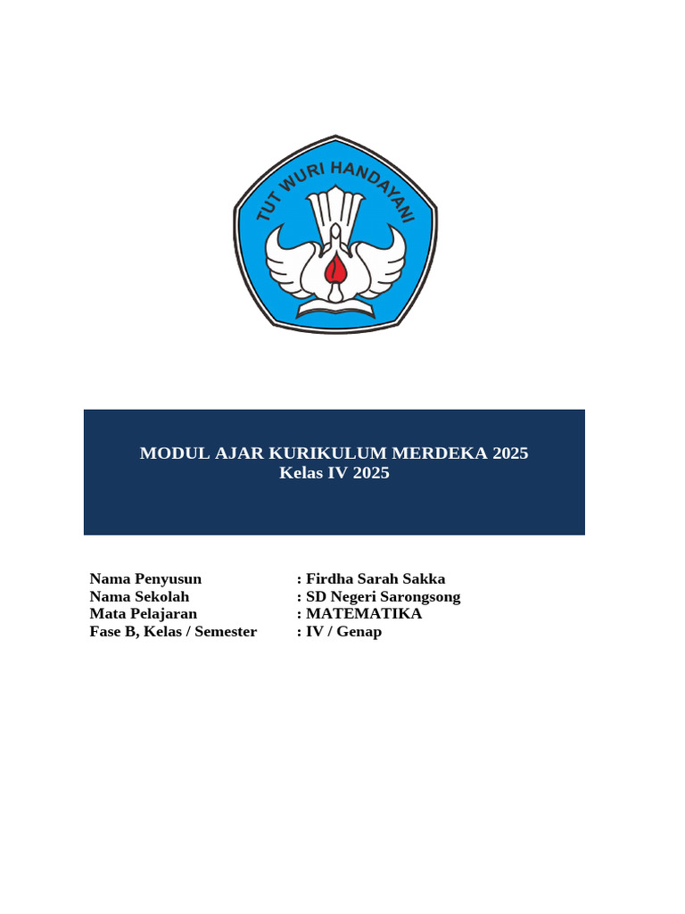 Modul Ajar MTK Diagram Batang Kelas 4 SD-1 | PDF