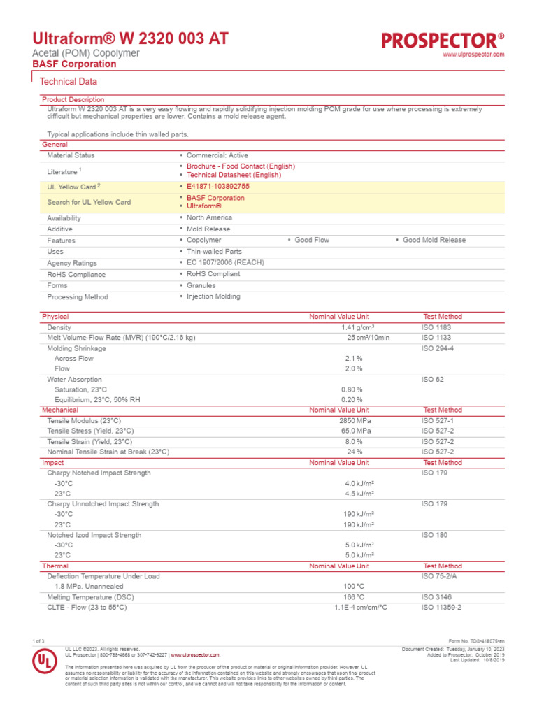 Pom W 2320 003 at Prospector - TDS | PDF | Mechanical Engineering | Applied And ...