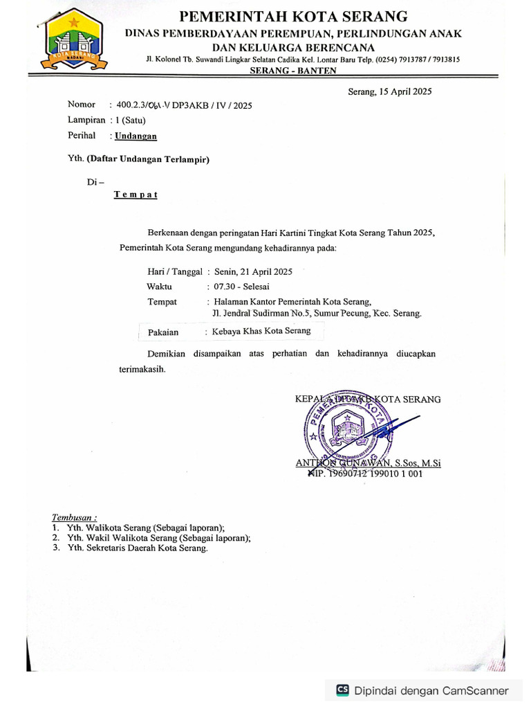 Surat Undangan Hari Kartini 21 April 2025 | PDF