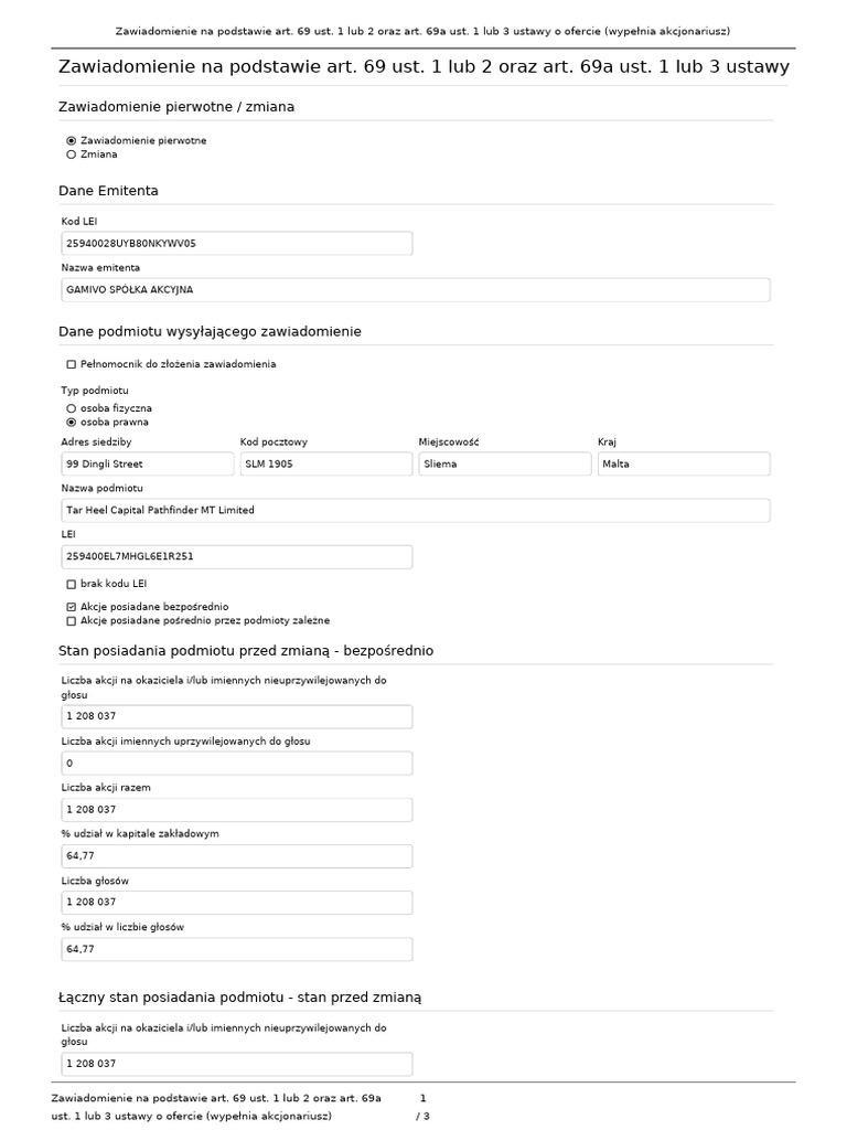 Zal01 2025-04-16 Tar Heel Capital Pathfinder MT Limited - Zawiadomienie ...