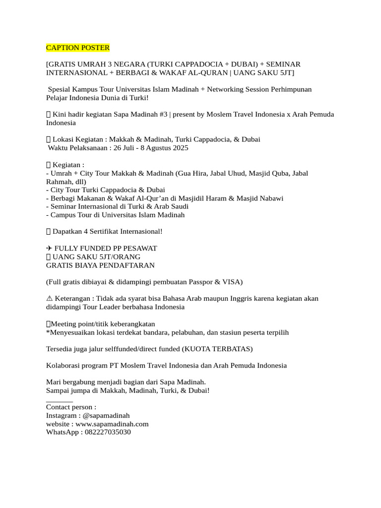 Caption Poster & Twibbon Sapa Madinah #3 | PDF