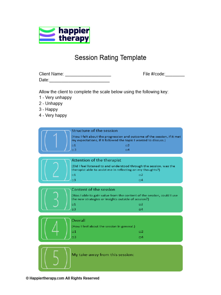 Client Session Rating Template | PDF