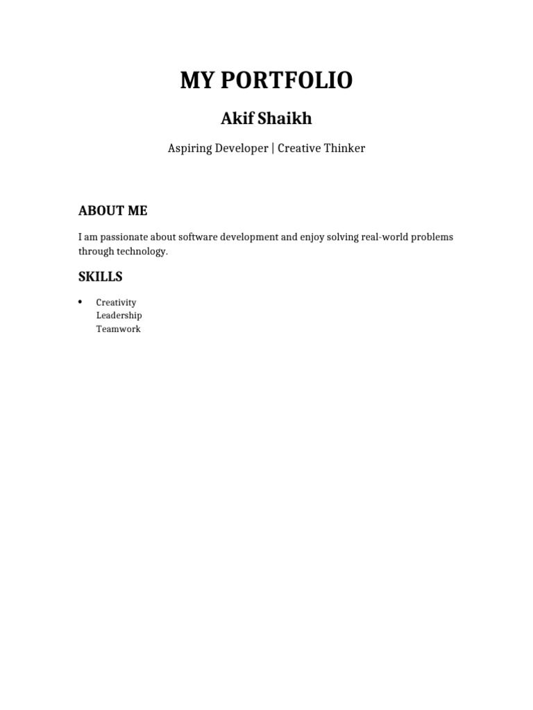 Student Portfolio Cover Template | PDF