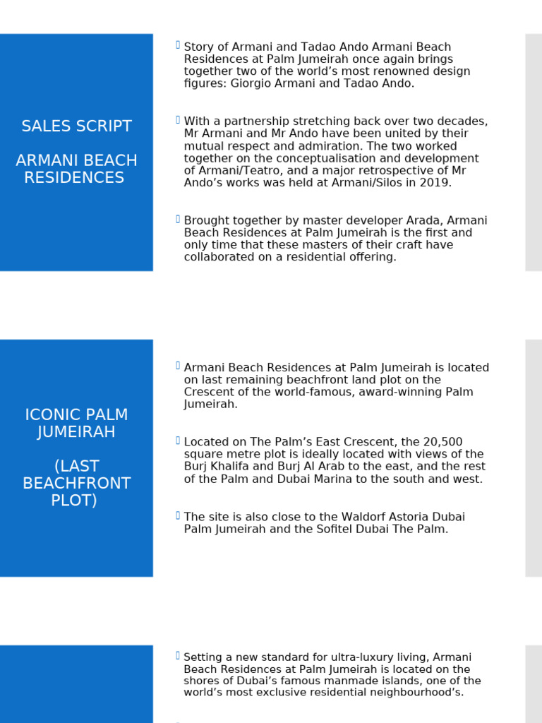 ARMANI SALES SCRIPT PPT | PDF | Bathroom | Countertop