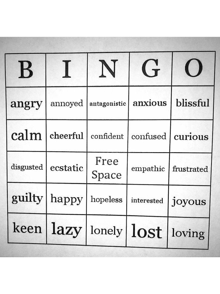 Emotions Bingo | PDF