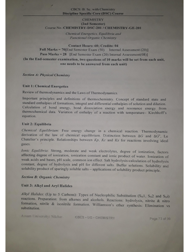 Chemistry Syllabus 201 | PDF