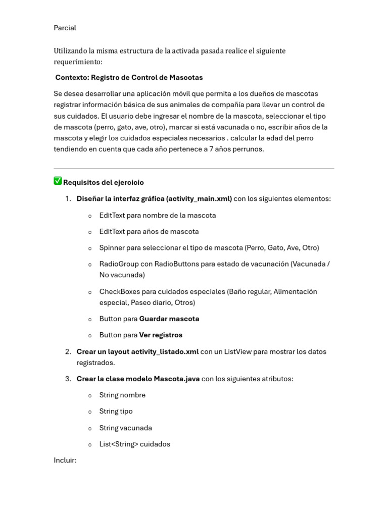 Parcial Objetos | PDF | Mascota | Java (lenguaje de programación)