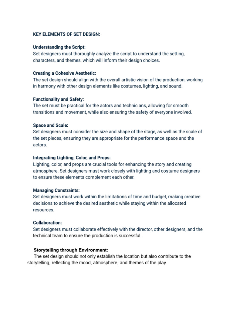KEY ELEMENTS OF SET DESIGN_ - Google Docs | PDF