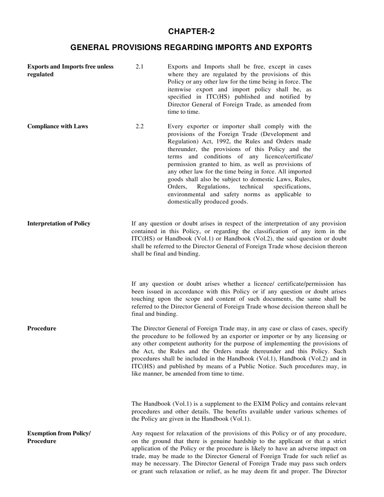 Chapter-2 General Provisions Regarding Imports and Exports | Download ...