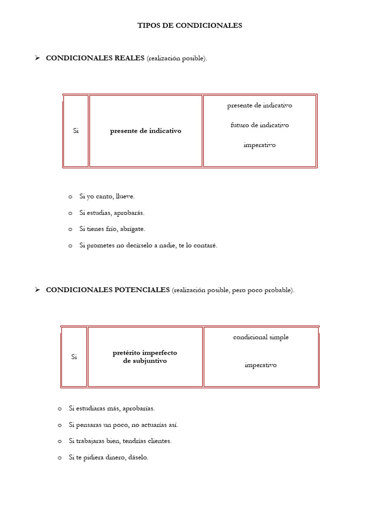 6. Tipos de condicionales | PDF