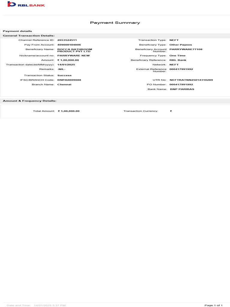 Initiate Single Entry Payment Summary UX514!01!2025 | PDF