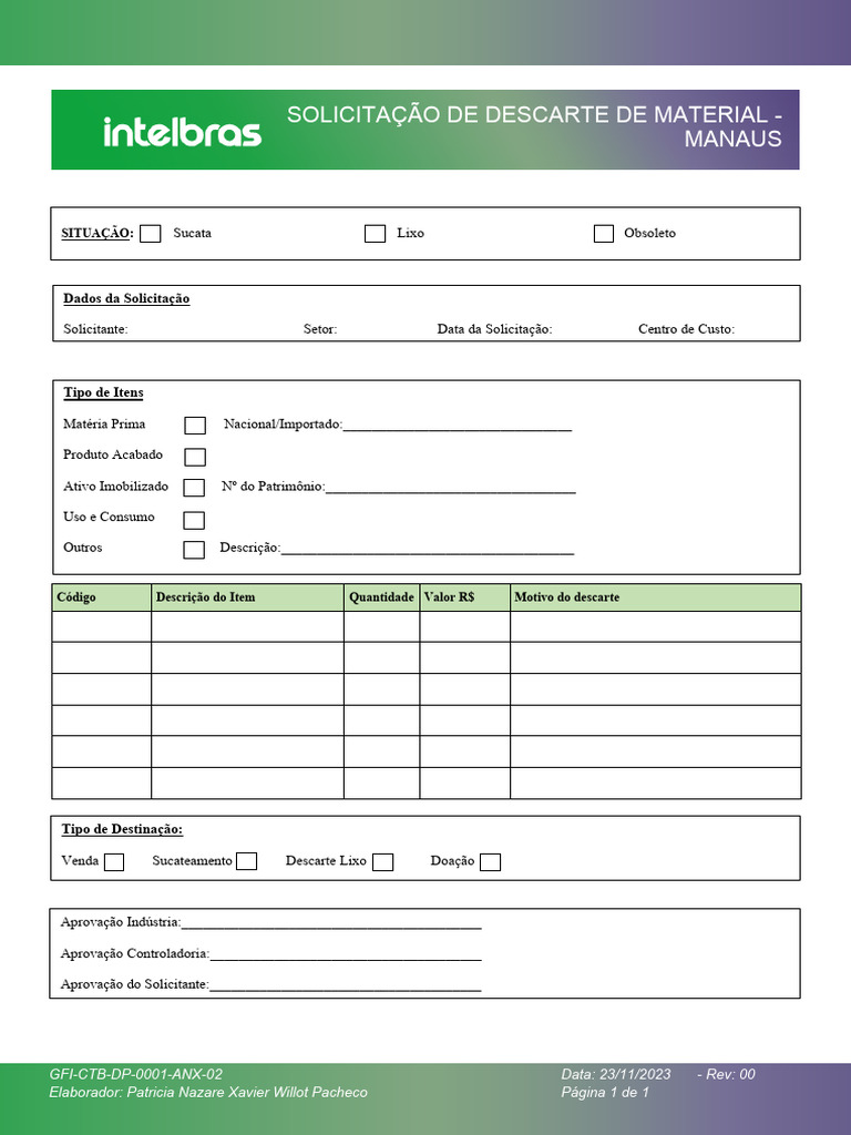 Gfi-Ctb-Dp-0001-Anx-02 - 00 - Modelo para Anexos em Word | PDF