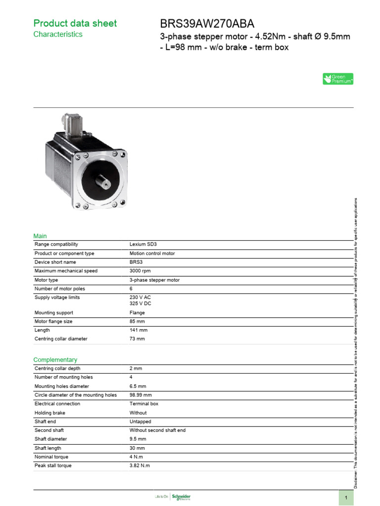 Lexium SD3 & Motors - BRS39AW270ABA | PDF | Electric Motor | Electrical ...