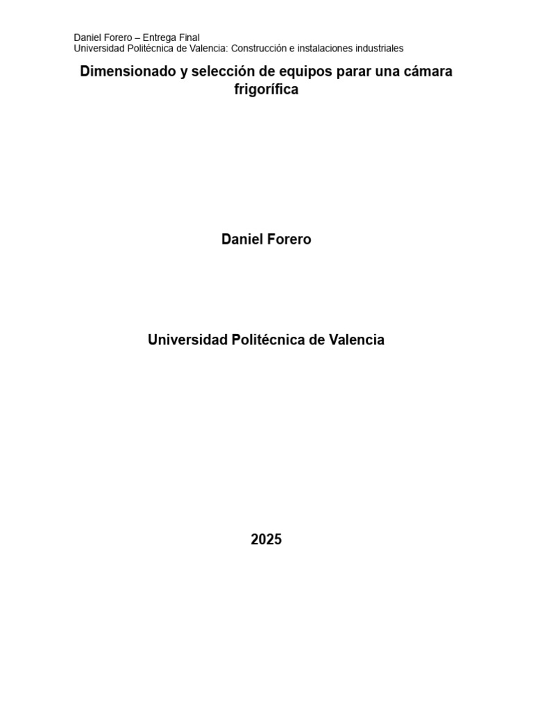 Entrega Final - Daniel Forero | PDF | Refrigeración | Refrigerante