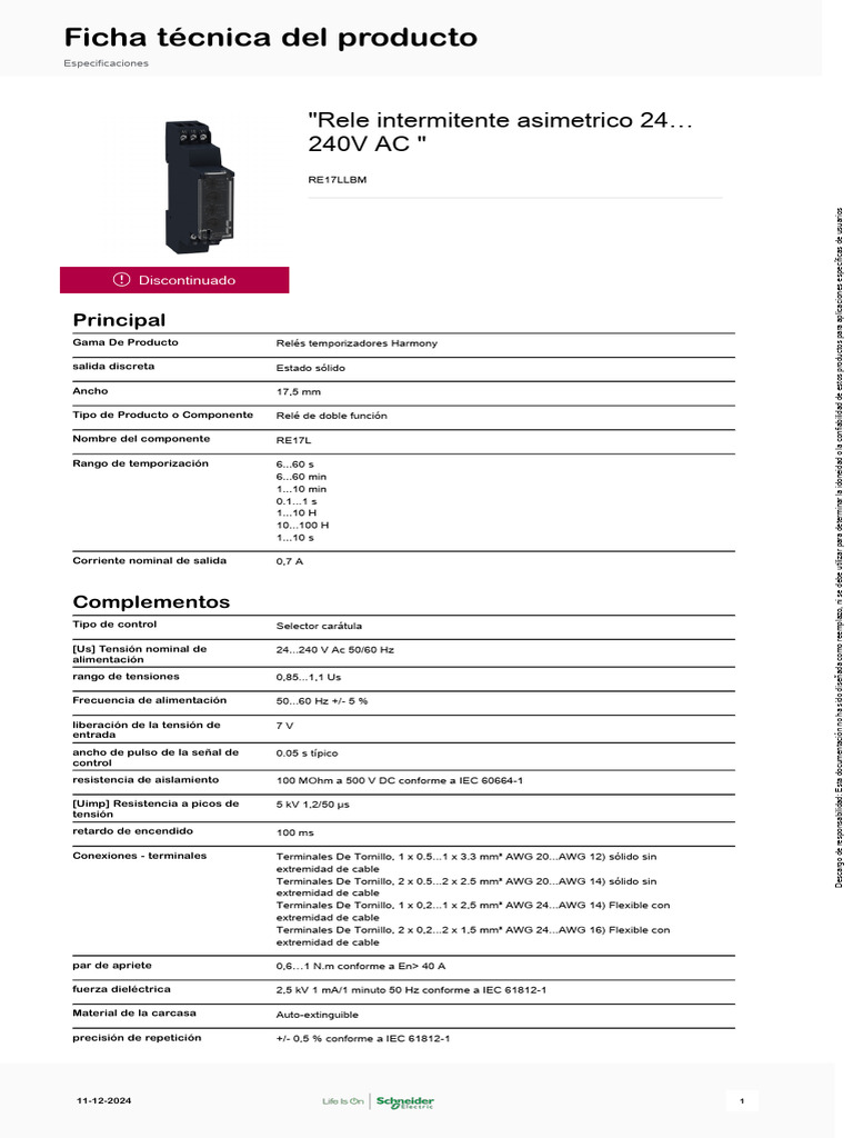 Schneider Electric - Zelio-Time - RE17LLBM | PDF | Electromagnetismo ...