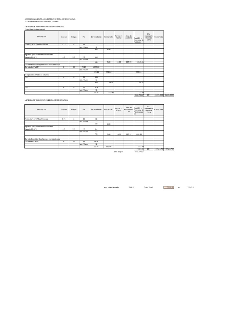 Metrado y Calculo de Techo Machimbrado | PDF