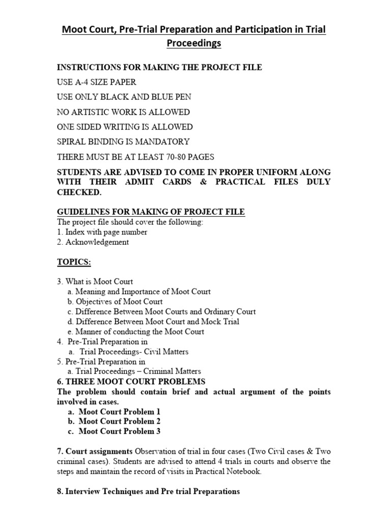 Moot Court Project File Guidelines | PDF