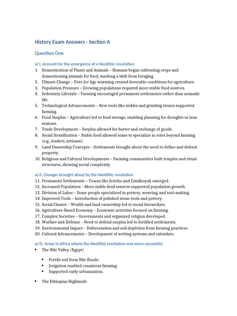 History Exam Answers Section B Q2 | PDF | Renaissance | Agriculture