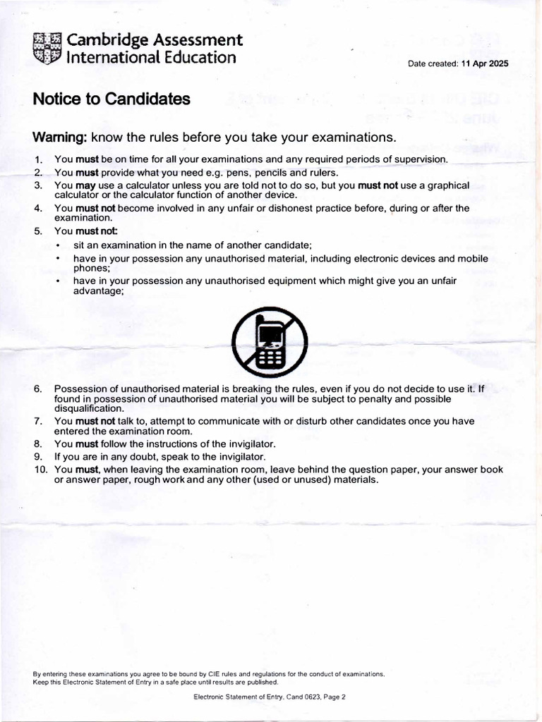 Exam Rules and Candidate Guidelines | PDF