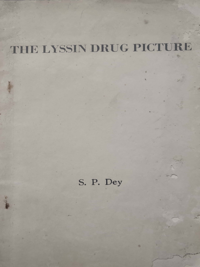 The Lyssin Drug Picture - S.P. Dey | PDF