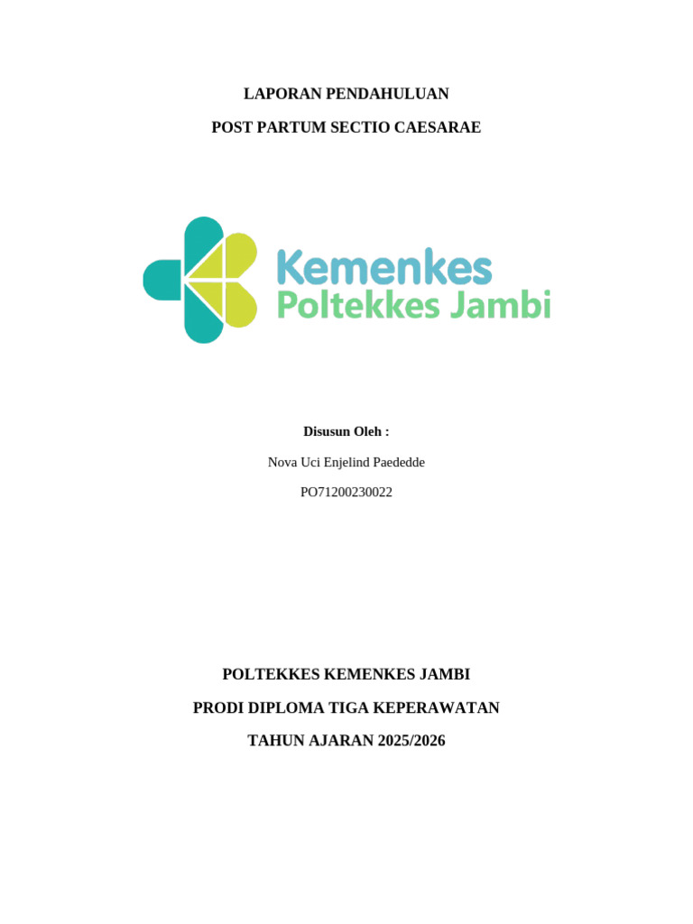 Laporan Pendahuluan Post Partum SC | PDF