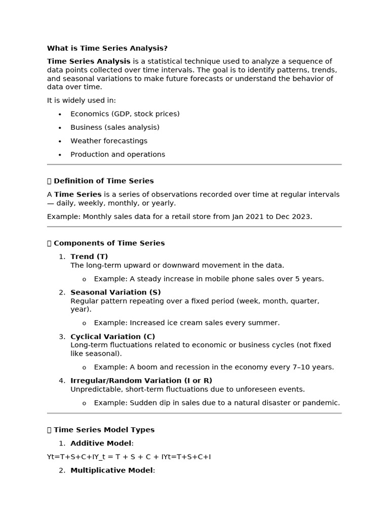 Time Series Analysis - Partb Question | PDF
