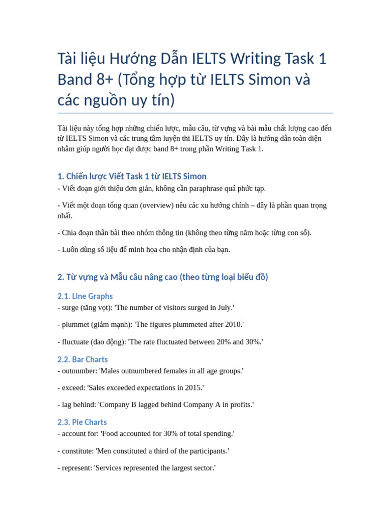 IELTS Writing Task 1 Band 8 Premium Guide | PDF